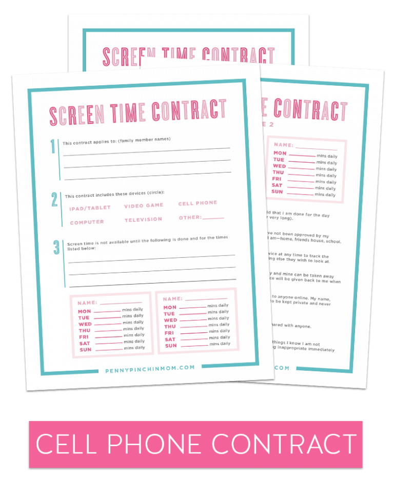 Using A Kids, Tween And Teen Cell Phone Contract - Penny Pinchin' Mom