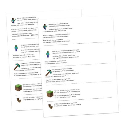 Minecraft Scavenger Hunt Printables