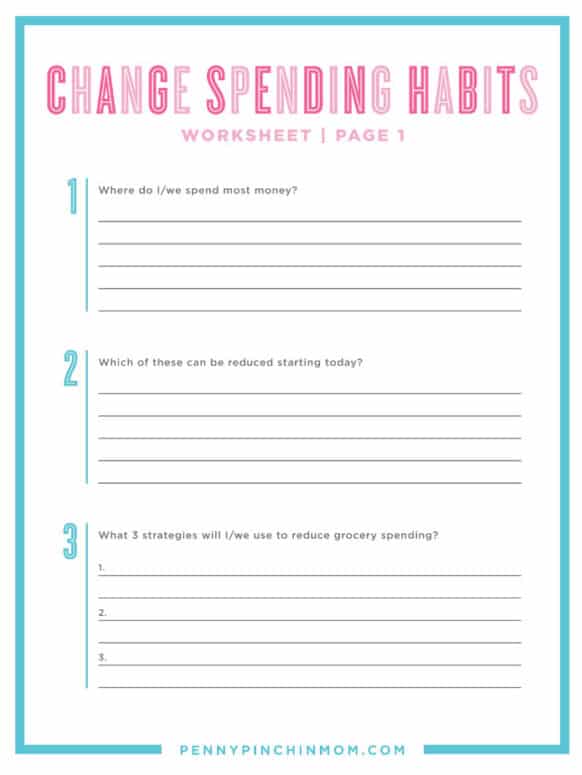 Changing Spending Habits Worksheet Printable - Penny Pinchin' Mom