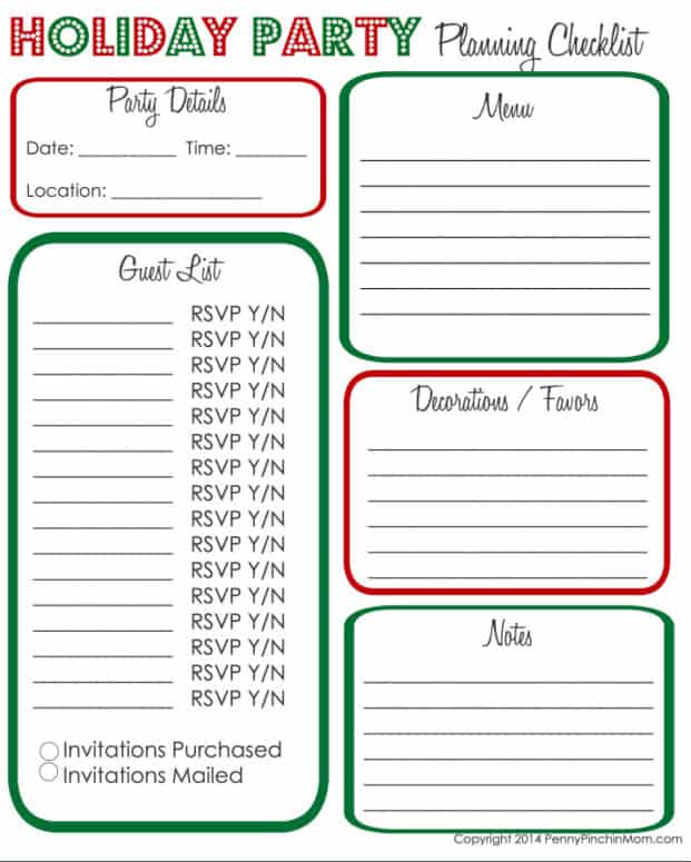 Holiday Party Planning Checklist - Penny Pinchin' Mom